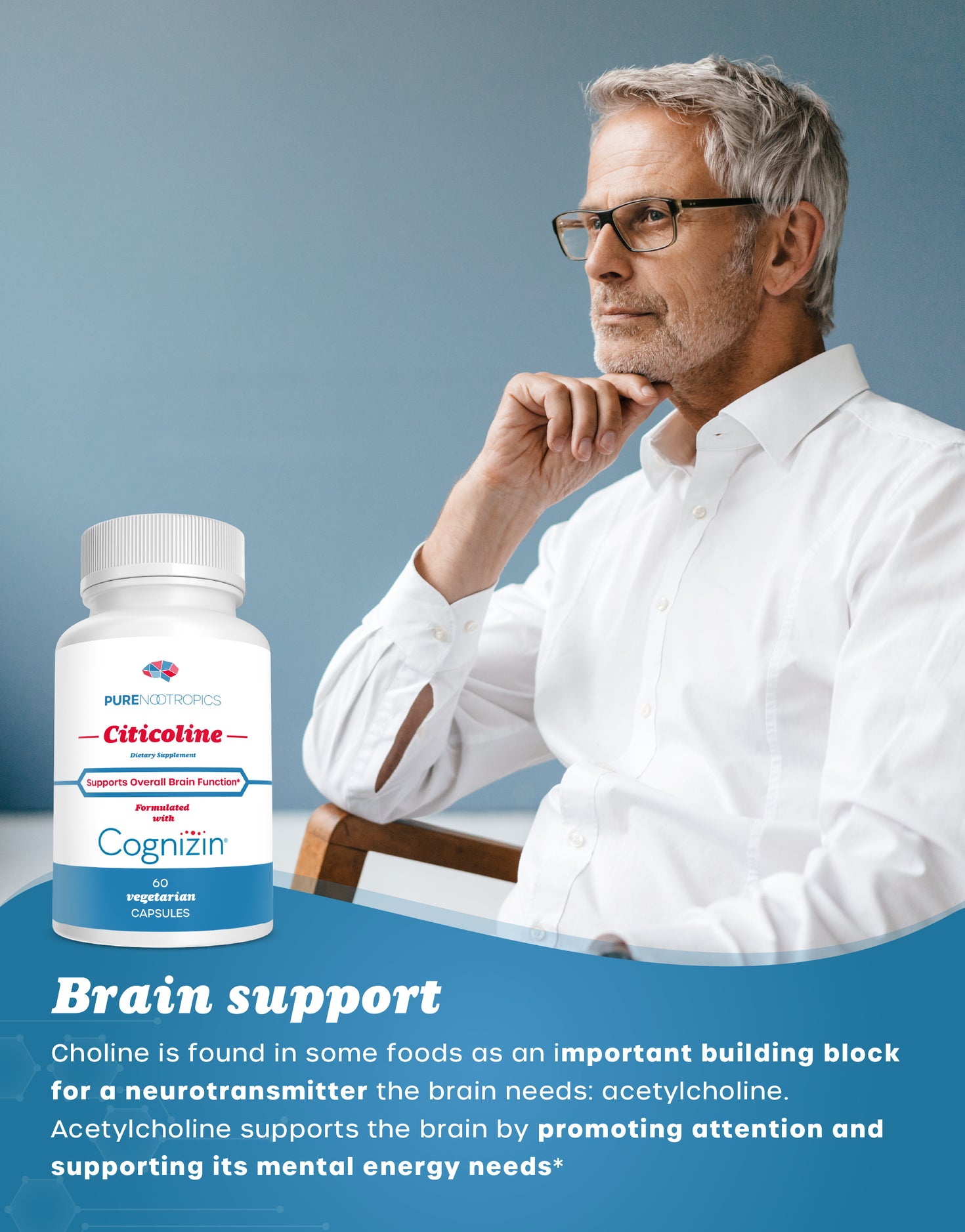Buy CDP Choline (Citicoline) 300mg Capsules by Pure Nootropics